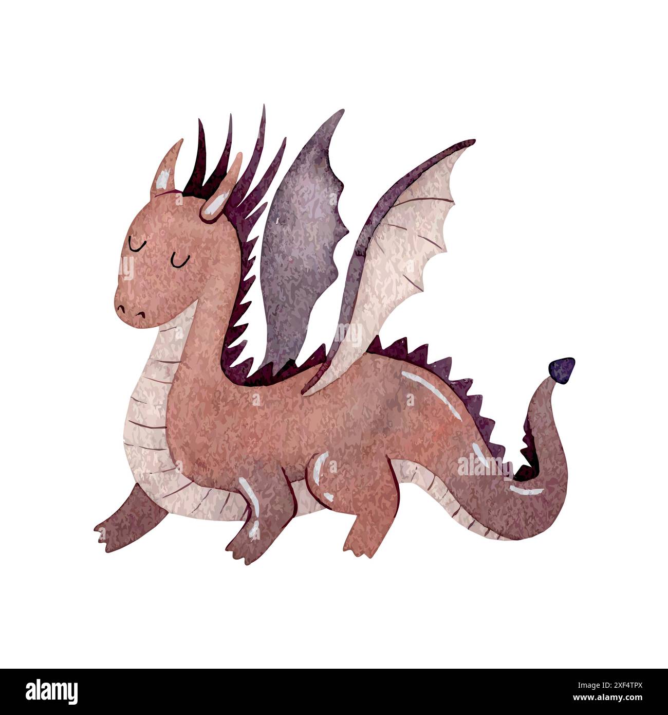 Cute cartoon dragon. Vector watercolor hand drawn illustration Stock ...