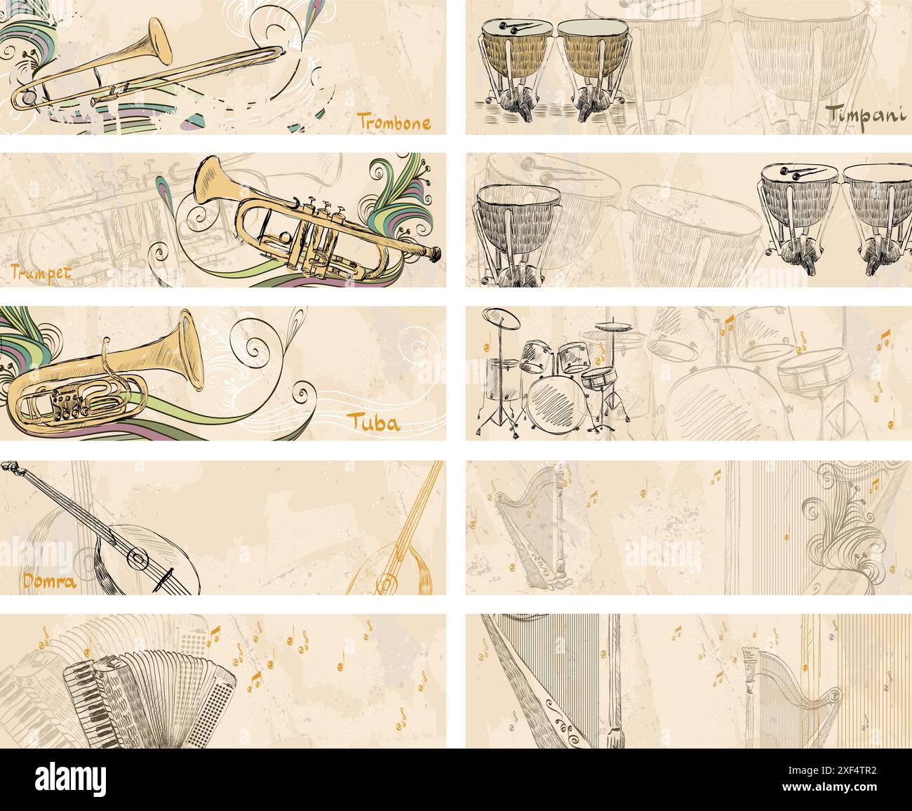 Brass instruments drawing hi-res stock photography and images - Alamy