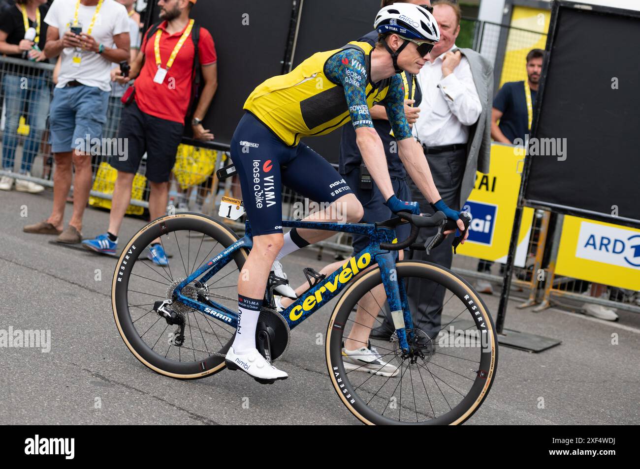 Jonas Vingegaard Hansen, Team Visma-Lease a Bike during Stage 3 - Start, Tour De France race in ...