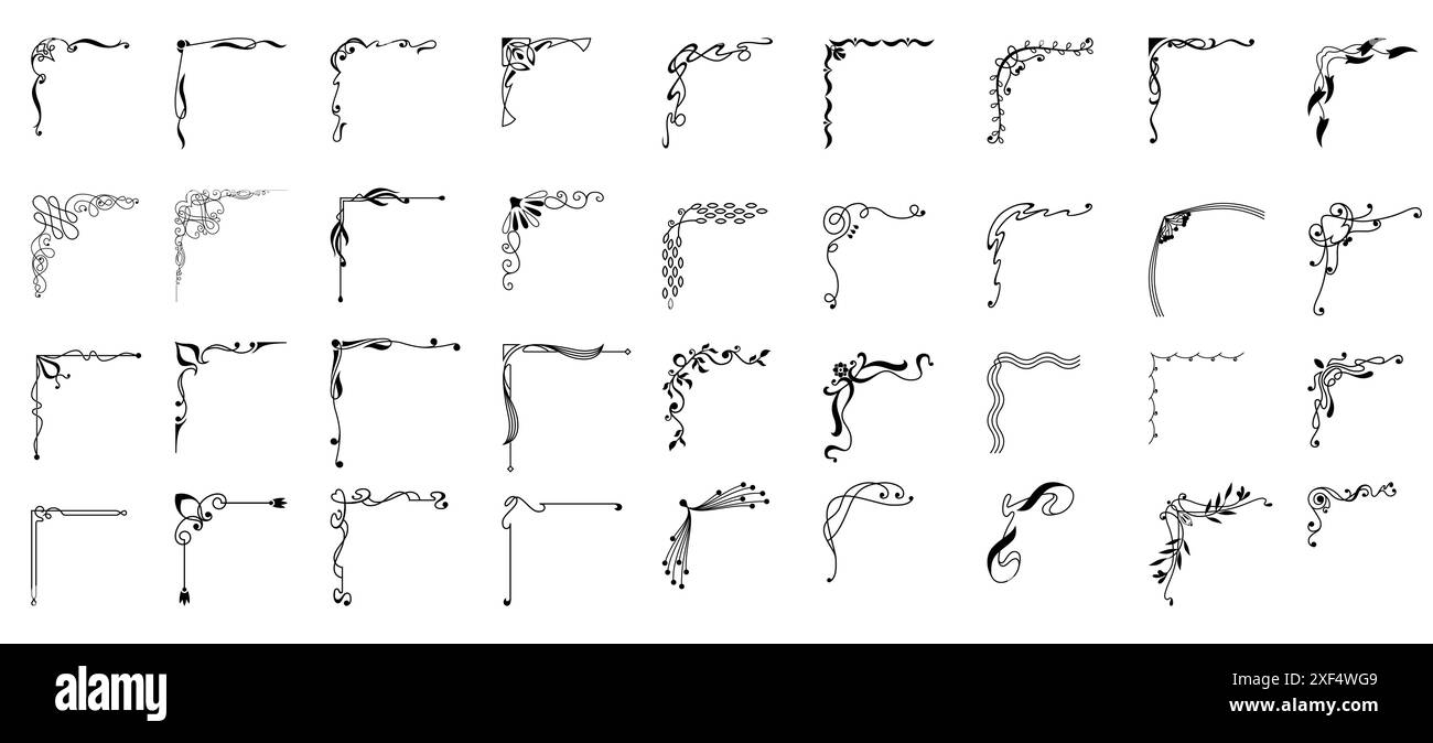 Floral vector border corners Black and White Stock Photos & Images - Alamy