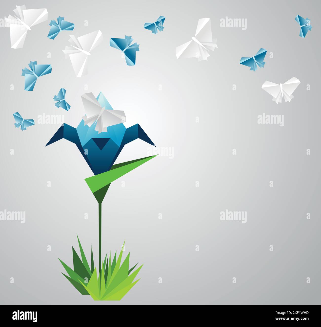 Origami abstract background. Paper butterflies and flower Stock Vector ...