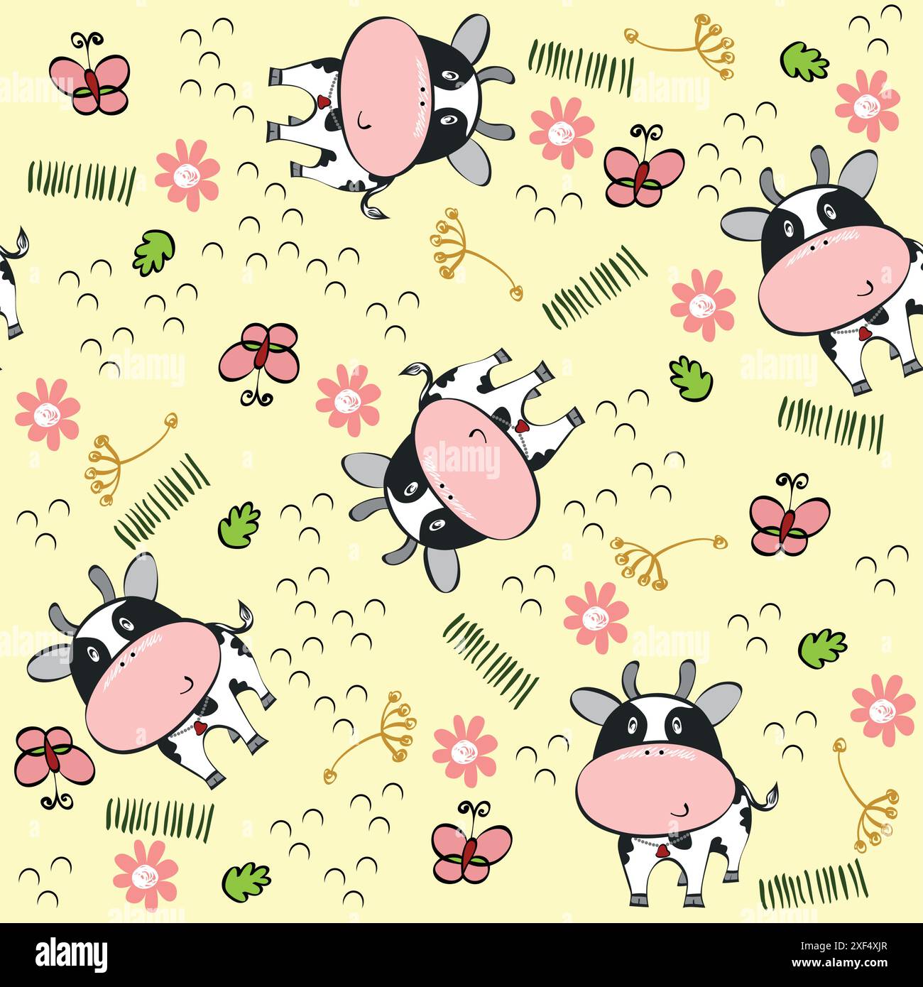 babies hand draw seamless pattern with cows Stock Vector Image & Art ...