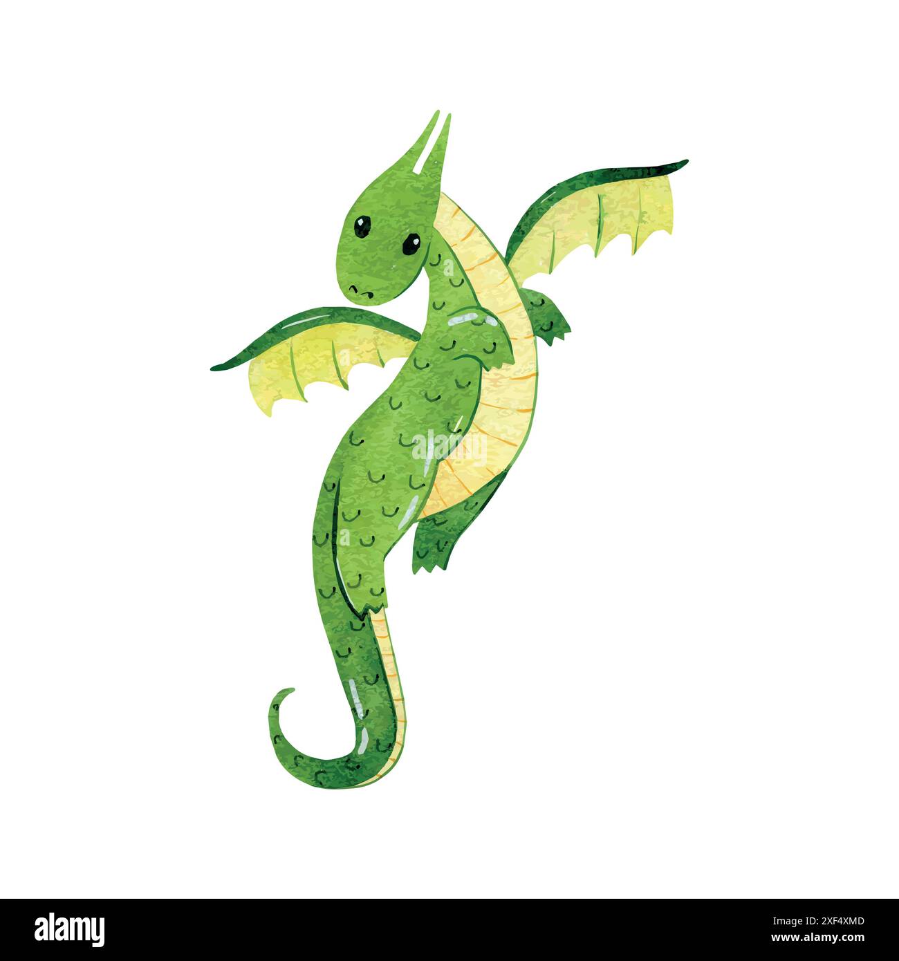 Cute cartoon dragon. Vector watercolor hand drawn illustration Stock ...