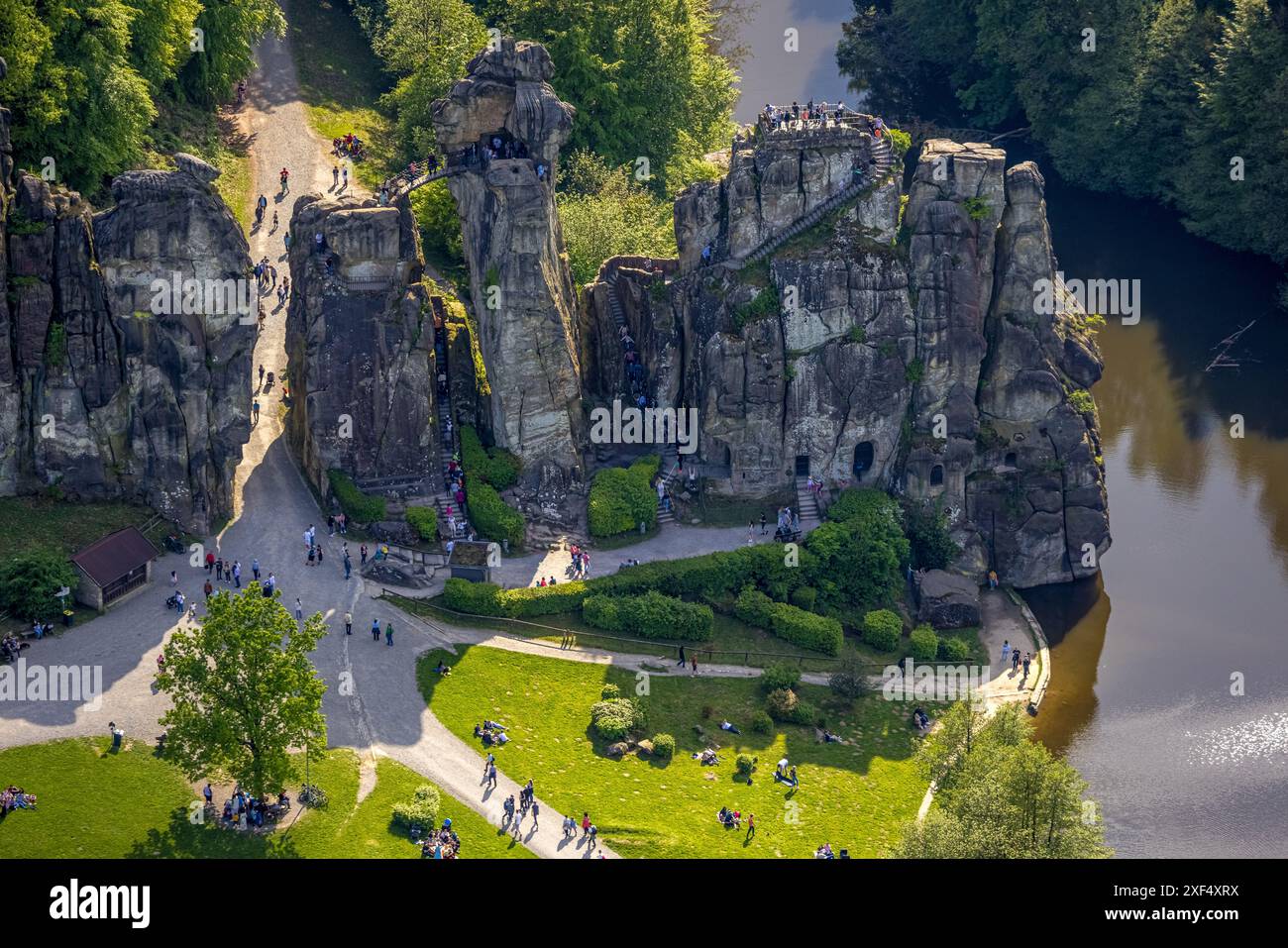 Aerial view, Externsteine, historical sight in the nature reserve ...