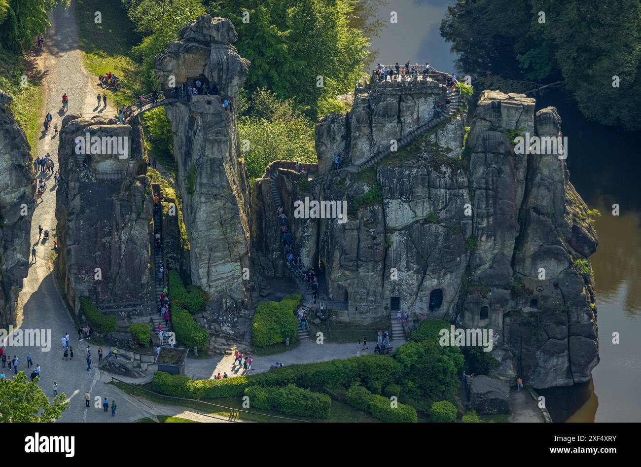 Aerial view, Externsteine, historical sight in the nature reserve ...