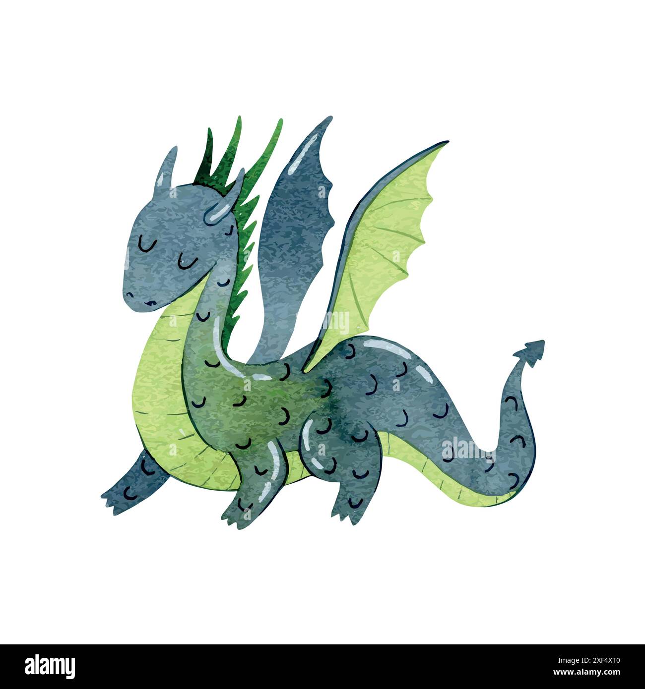 Cute cartoon dragon. Vector watercolor hand drawn illustration Stock ...