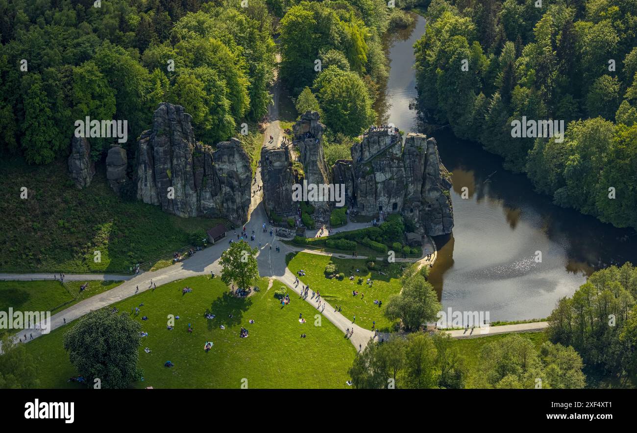 Aerial view, Externsteine, historical sight in the nature reserve ...