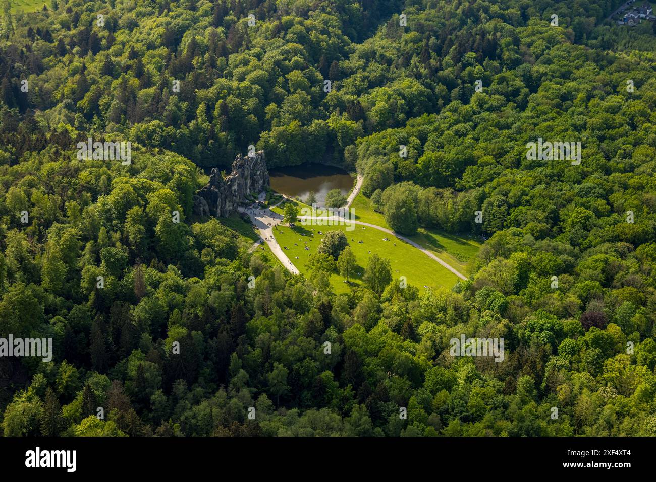 Aerial view, Externsteine, historical sight in the nature reserve ...