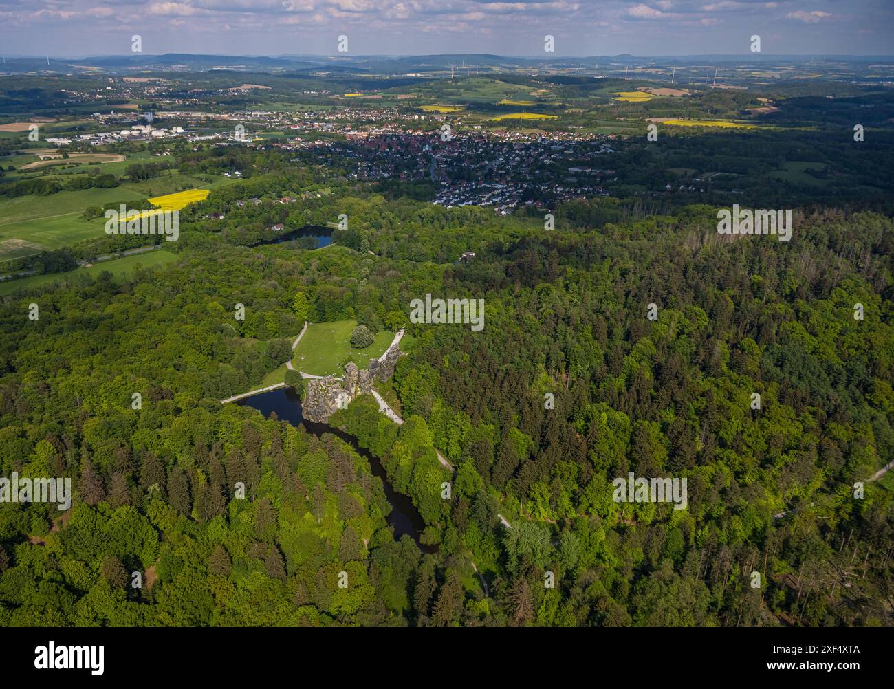 Aerial view, Externsteine, historical sight in the nature reserve ...
