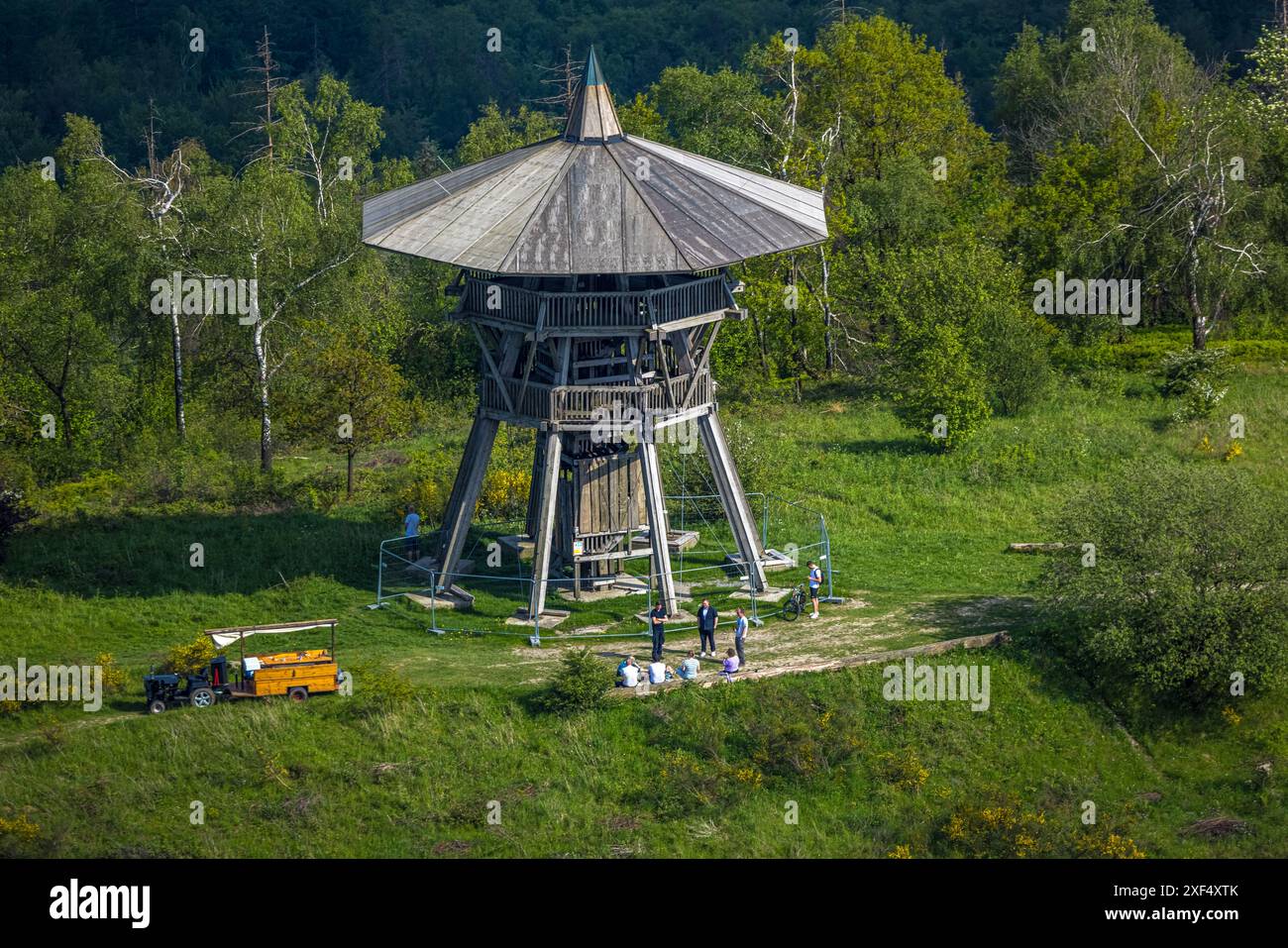 Aerial view, Eggeturm observation tower on the Lippische Velmerstot ...