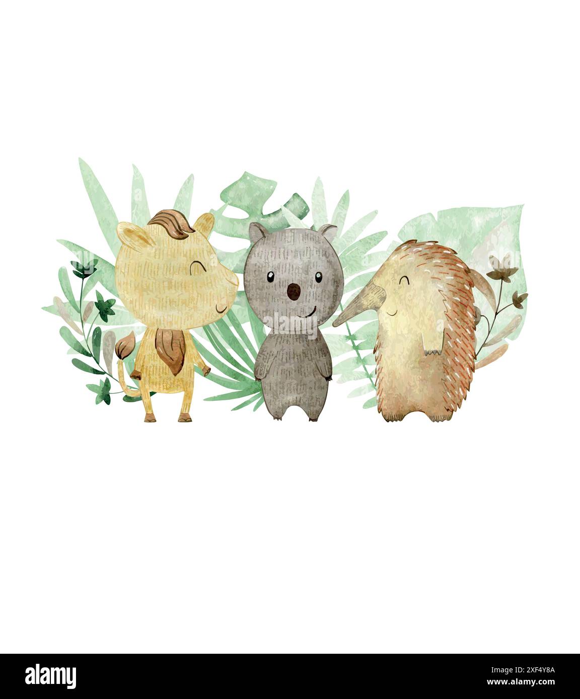 Vector watercolor arrangements with australian animals. Composition for ...