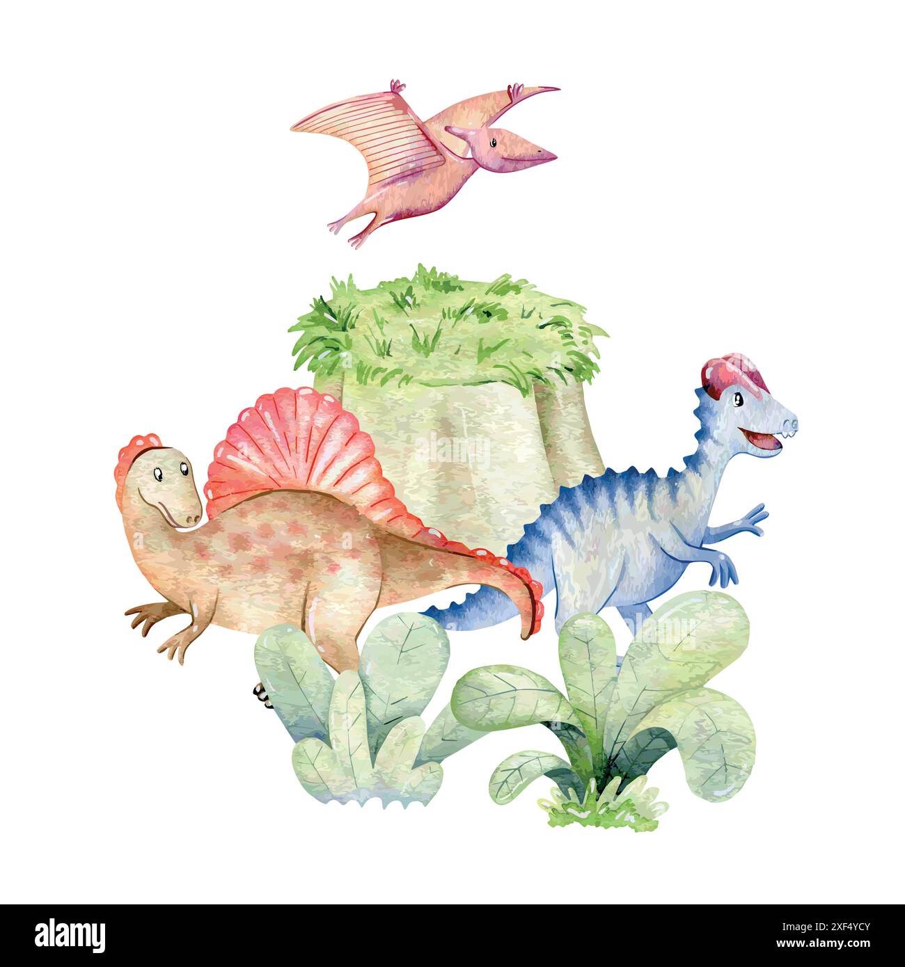 Watercolor dinosaurs Stock Vector Images - Alamy