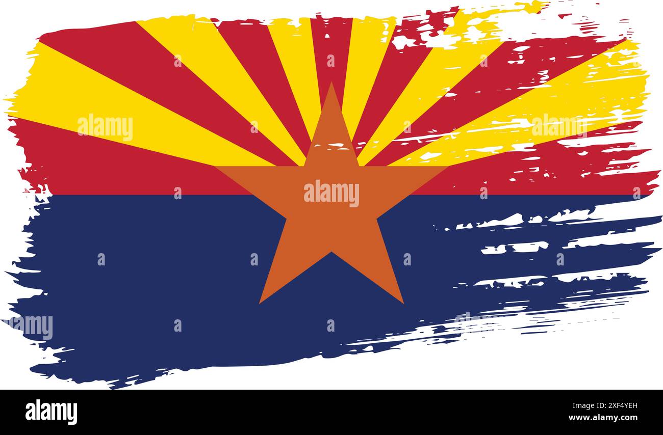 Arizona US flag, wide brush stroke on transparent background, vector ...