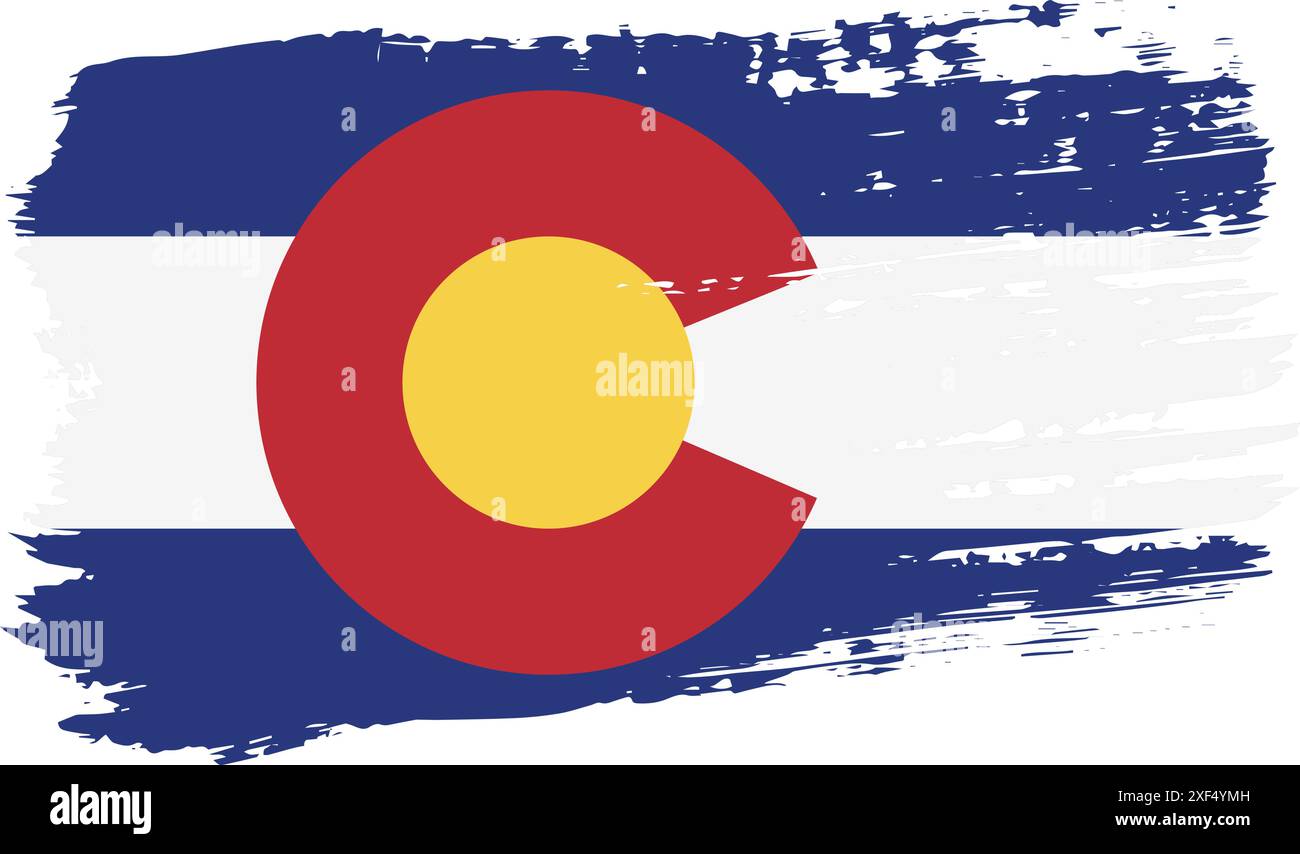 Colorado US flag, wide brush stroke on transparent background, vector ...