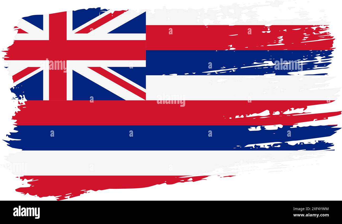 Hawaii US flag, wide brush stroke on transparent background, vector ...