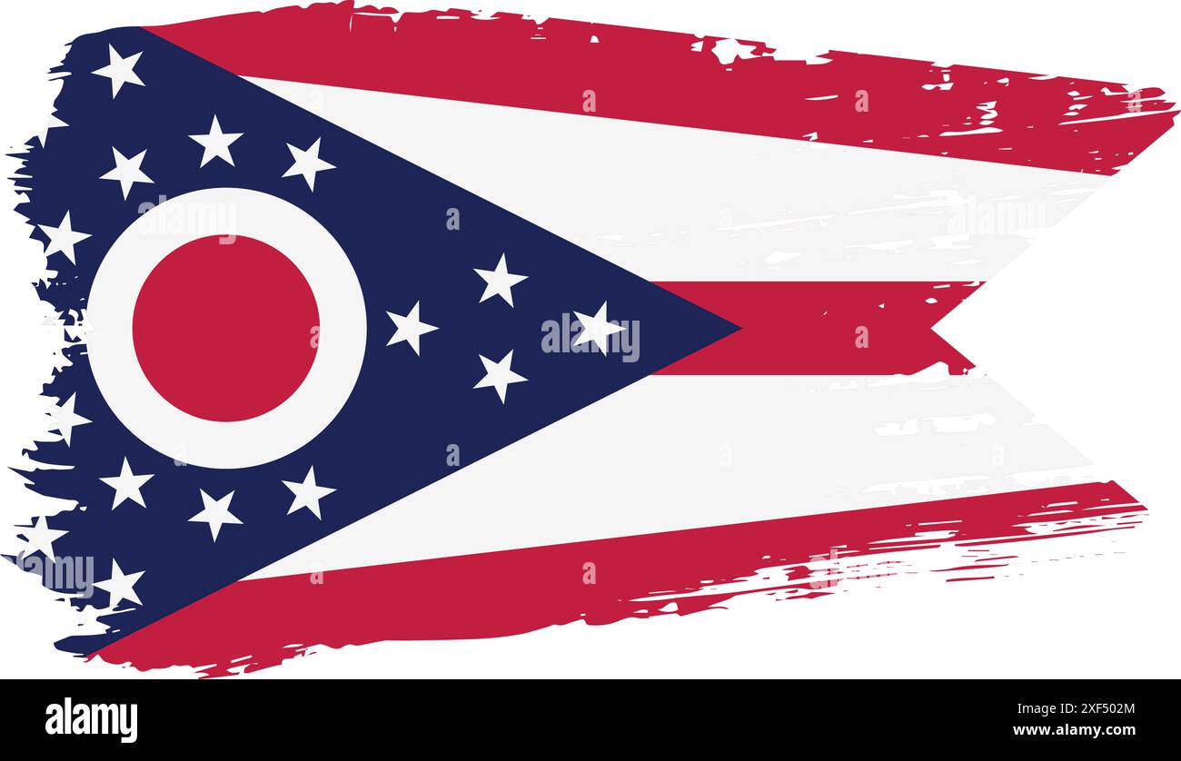Ohio US flag, wide brush stroke on transparent background, vector Stock ...