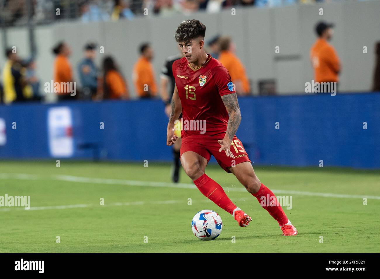 Gabriel Villamil (15) of Bolivia controls ball during group stage game ...