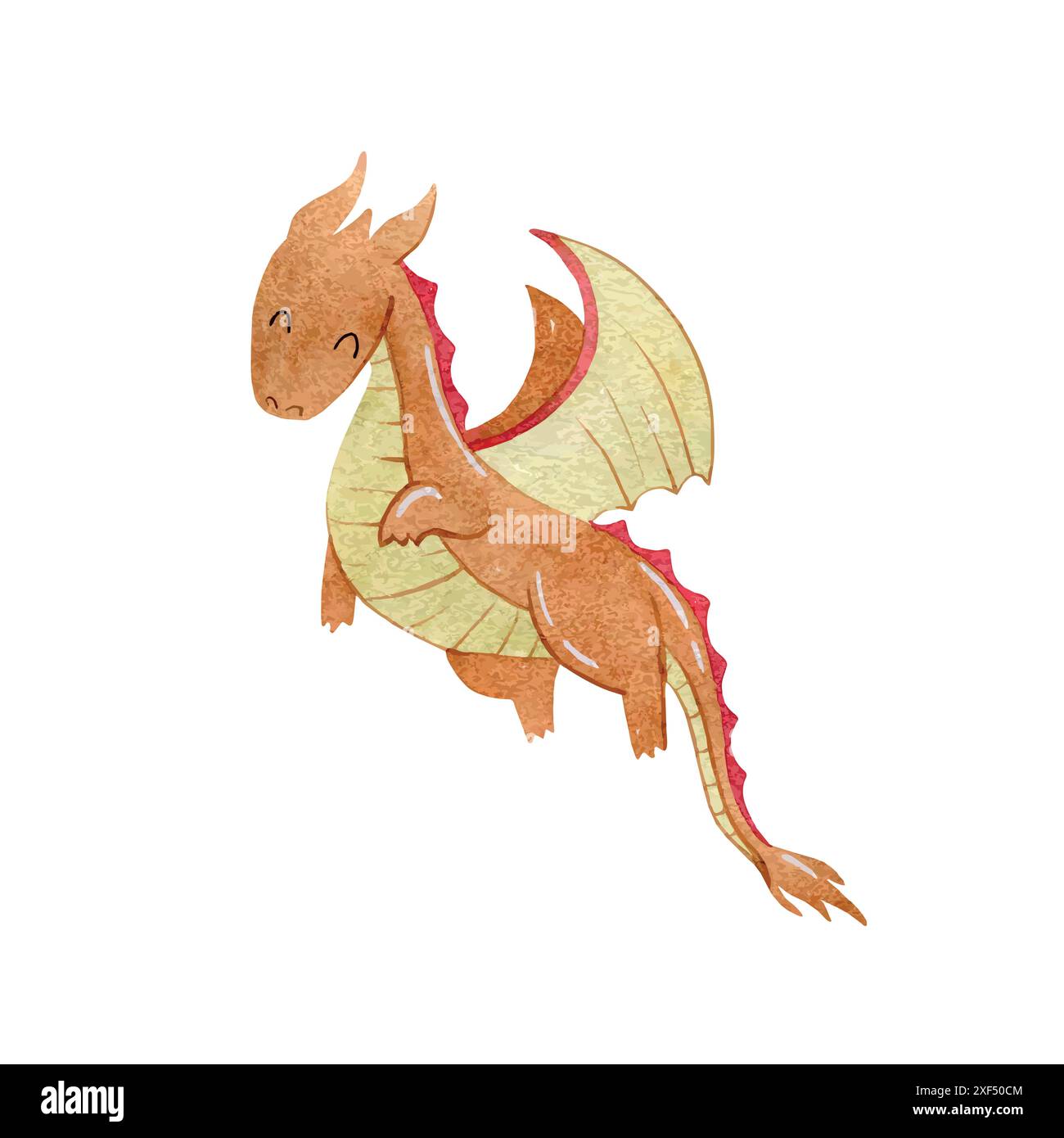 Cute cartoon dragon. Vector watercolor hand drawn illustration Stock ...