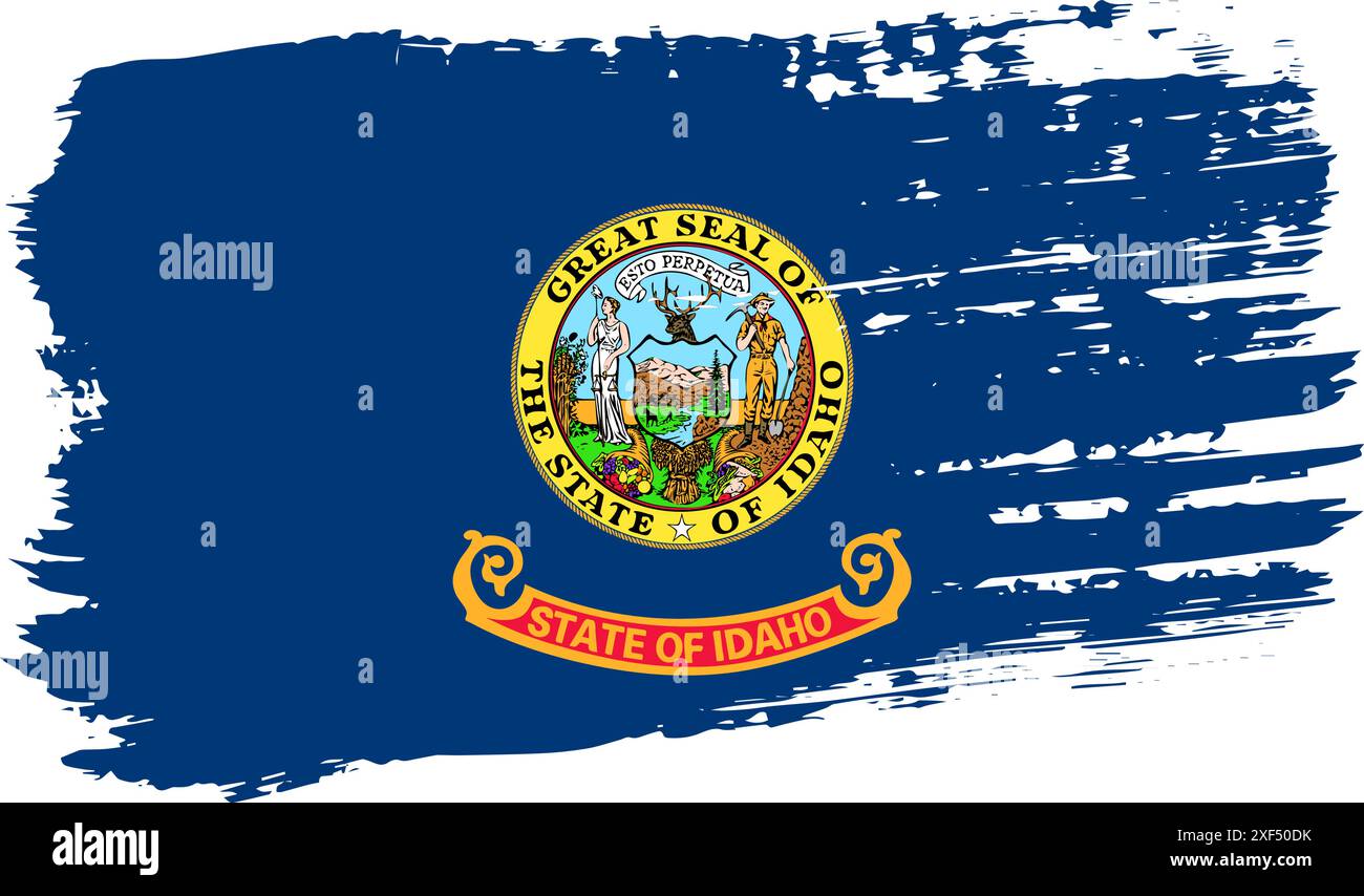 Idaho US flag, wide brush stroke on transparent background, vector ...