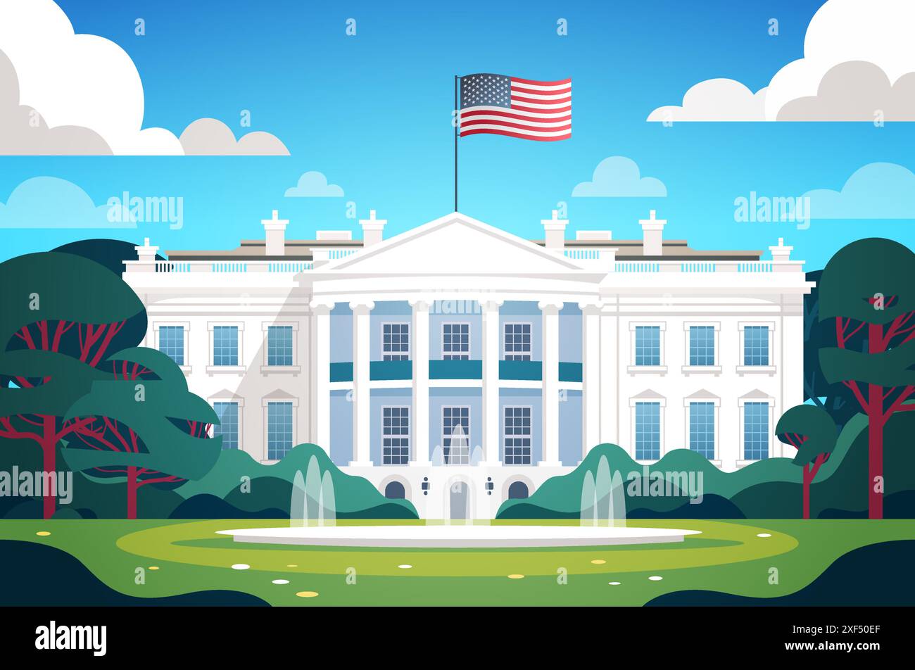 White House US presidential election American flag iconic building ...