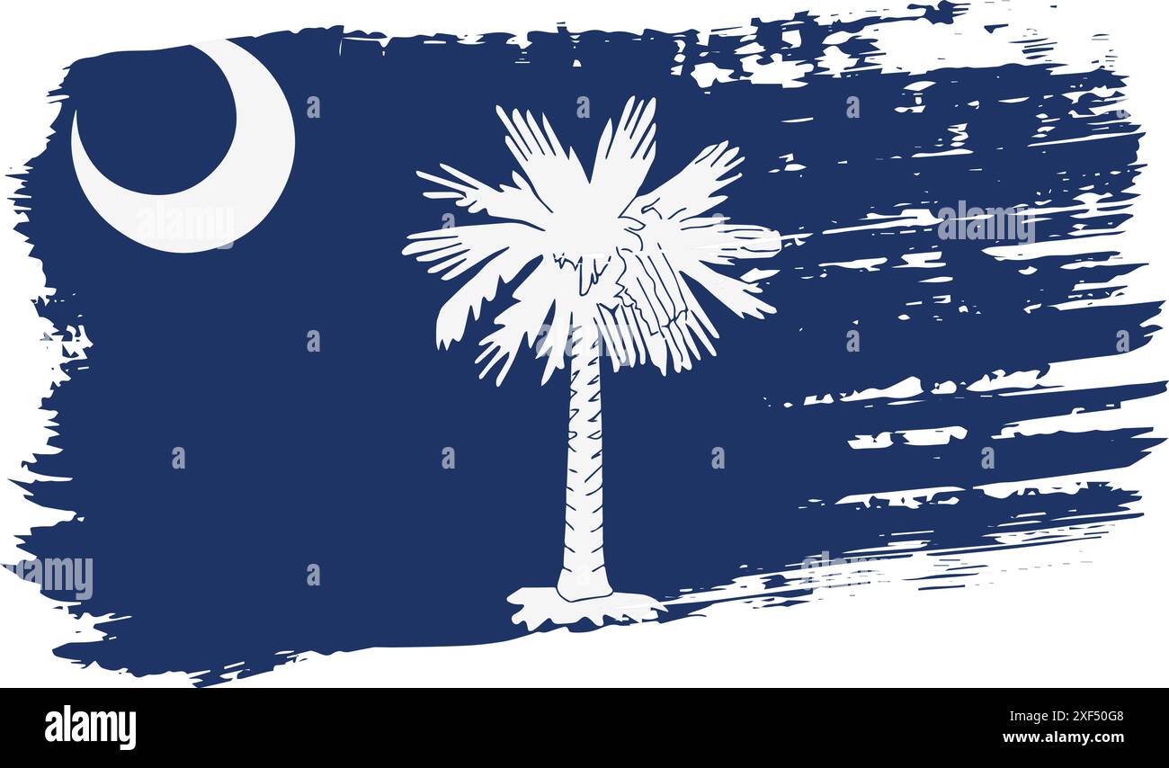 South Carolina US flag, wide brush stroke on transparent background ...