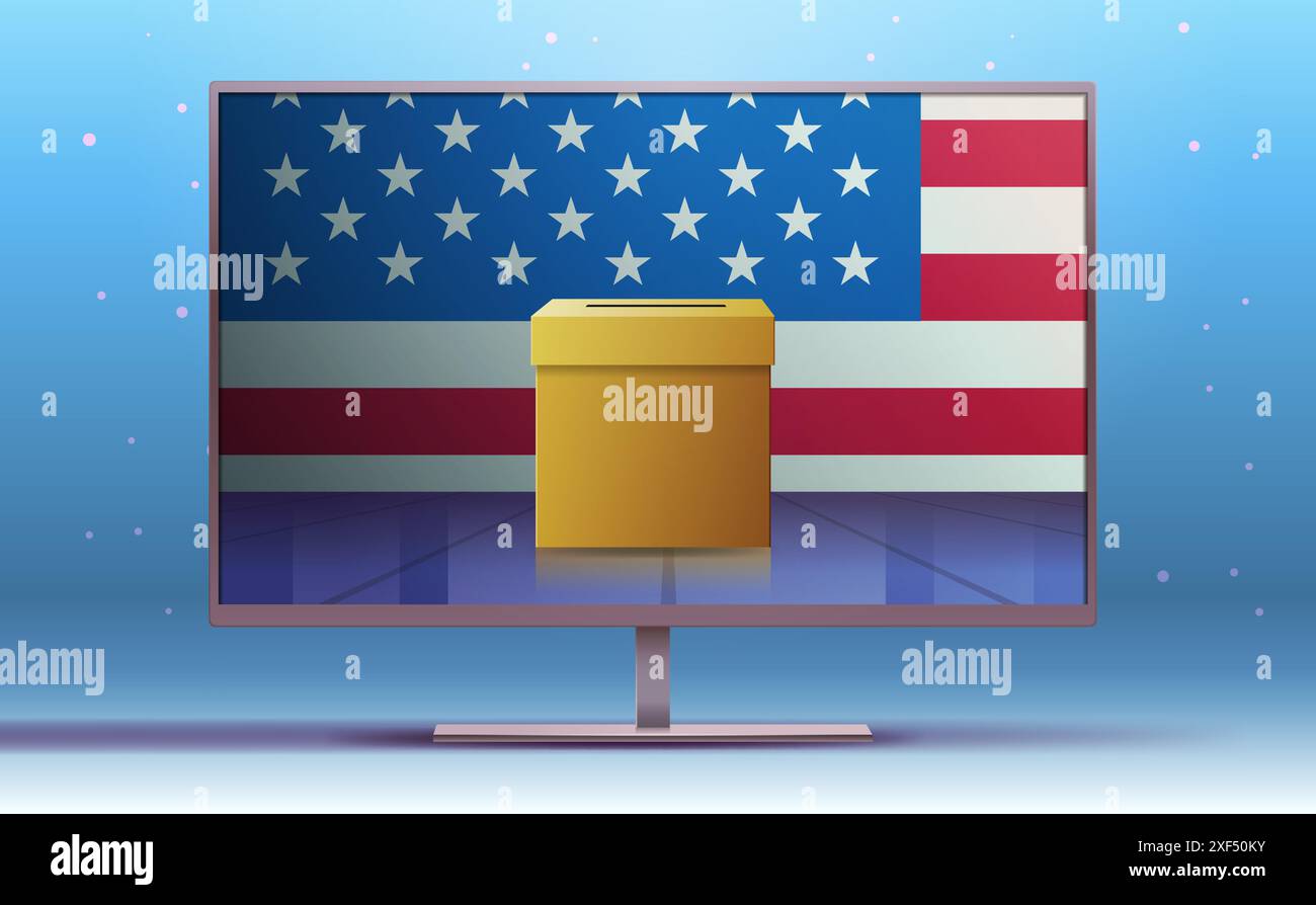 US presidential election voting ballot box on TV screen with American ...