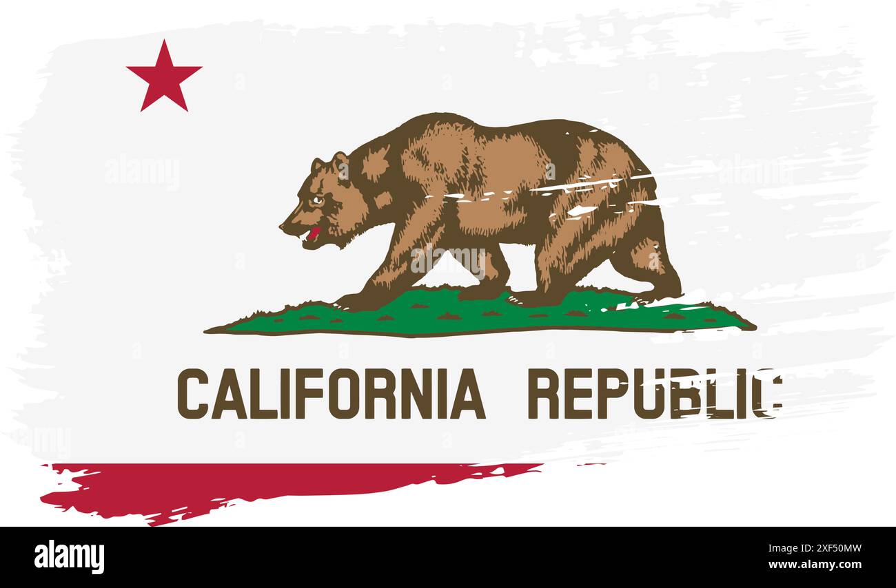 California US flag, wide brush stroke on transparent background, vector ...