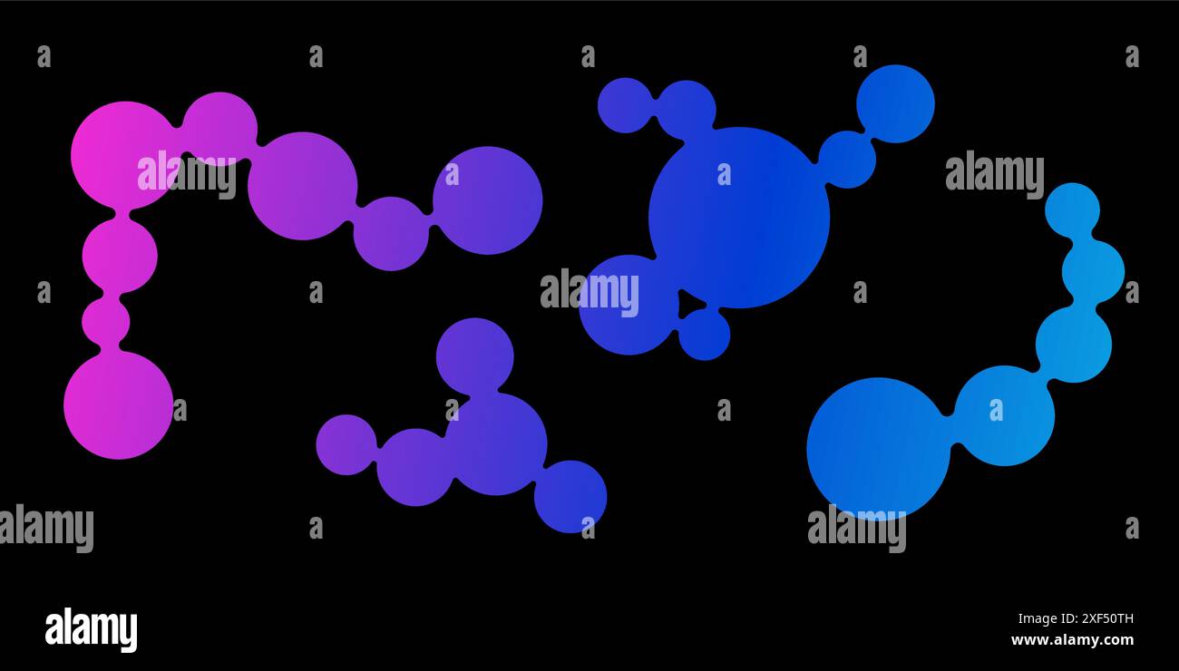 Meta balls collection. Connected morph dots. Liquid blobs fluid set ...