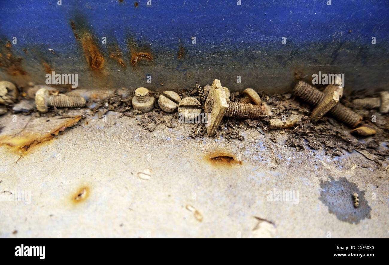 Detail of rusty and damaged screws and nuts Stock Photo - Alamy
