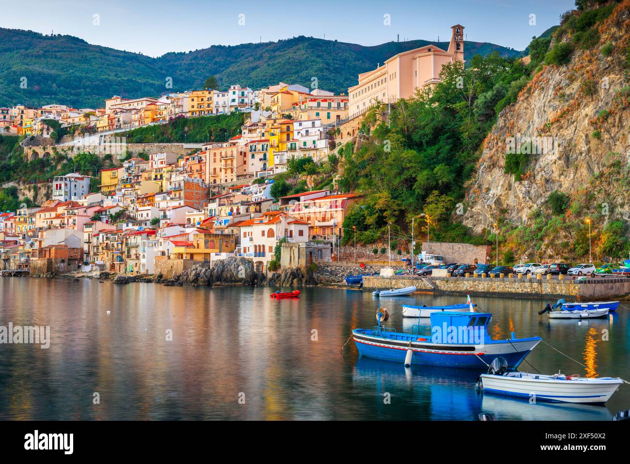 Scilla, Italy waterfront buildings at the port at dusk Stock Photo - Alamy