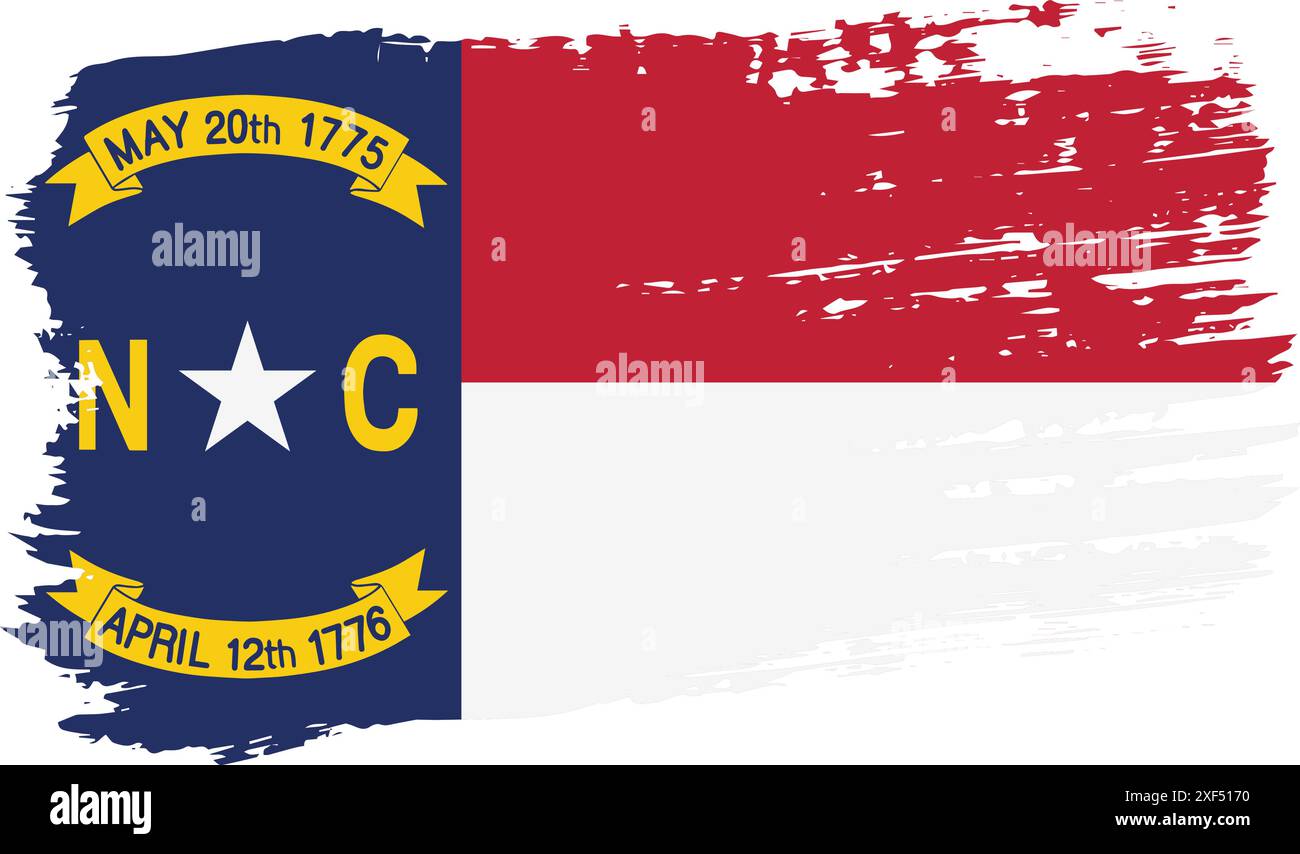 North Carolina US flag, wide brush stroke on transparent background ...