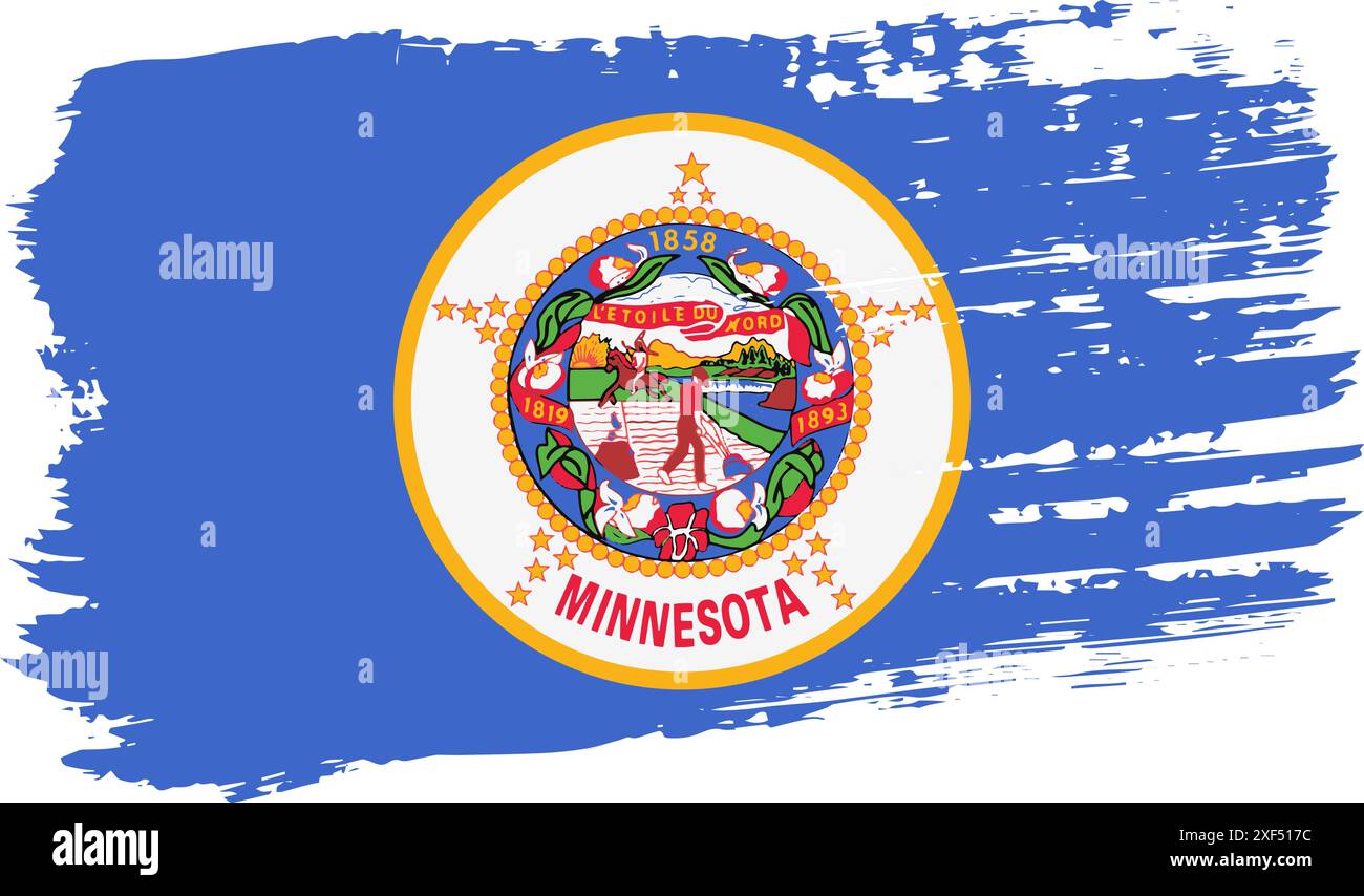 Minnesota US flag, wide brush stroke on transparent background, vector ...