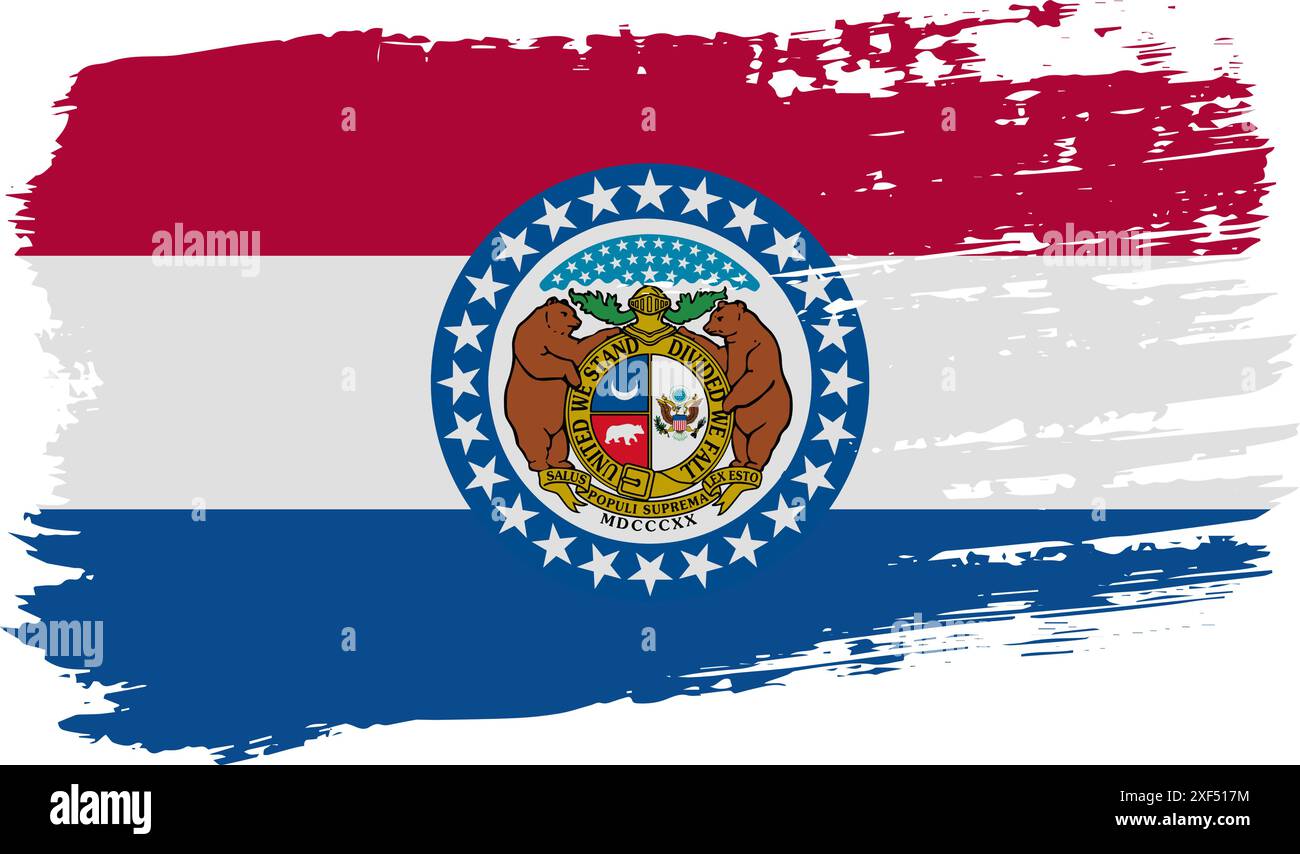 Missouri US flag, wide brush stroke on transparent background, vector ...