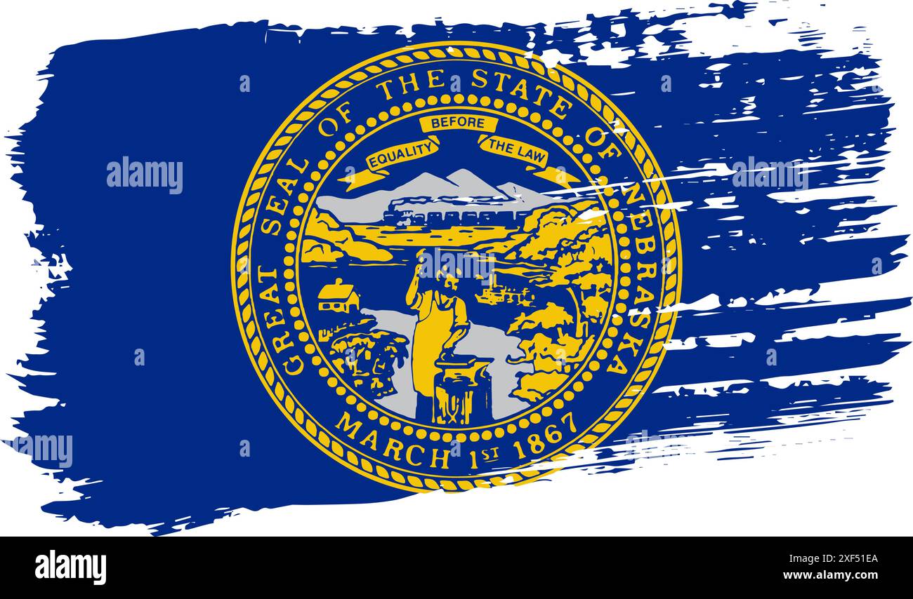 Nebraska US flag, wide brush stroke on transparent background, vector ...