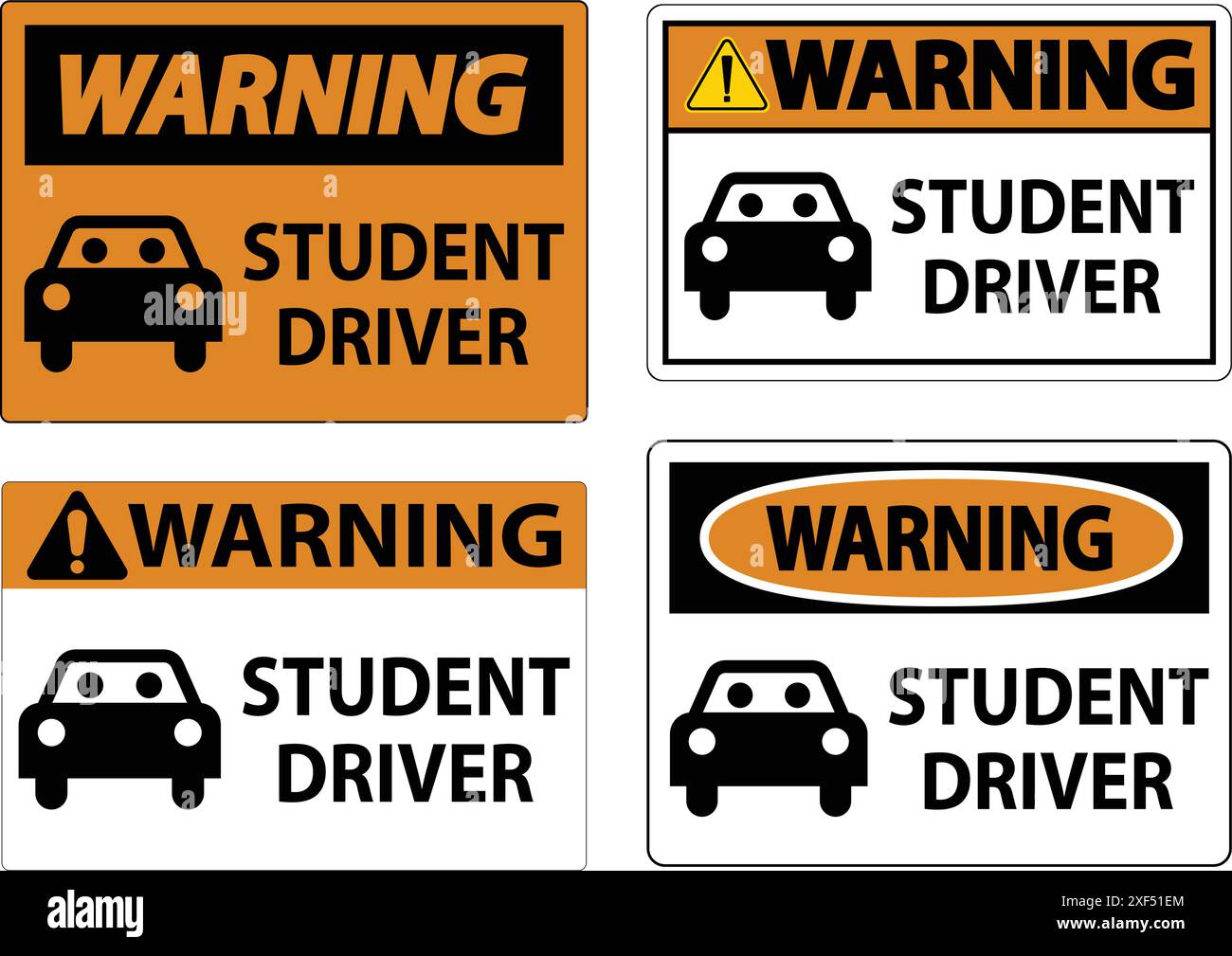 Warning Sign, Student Driver Sign Stock Vector Image & Art - Alamy