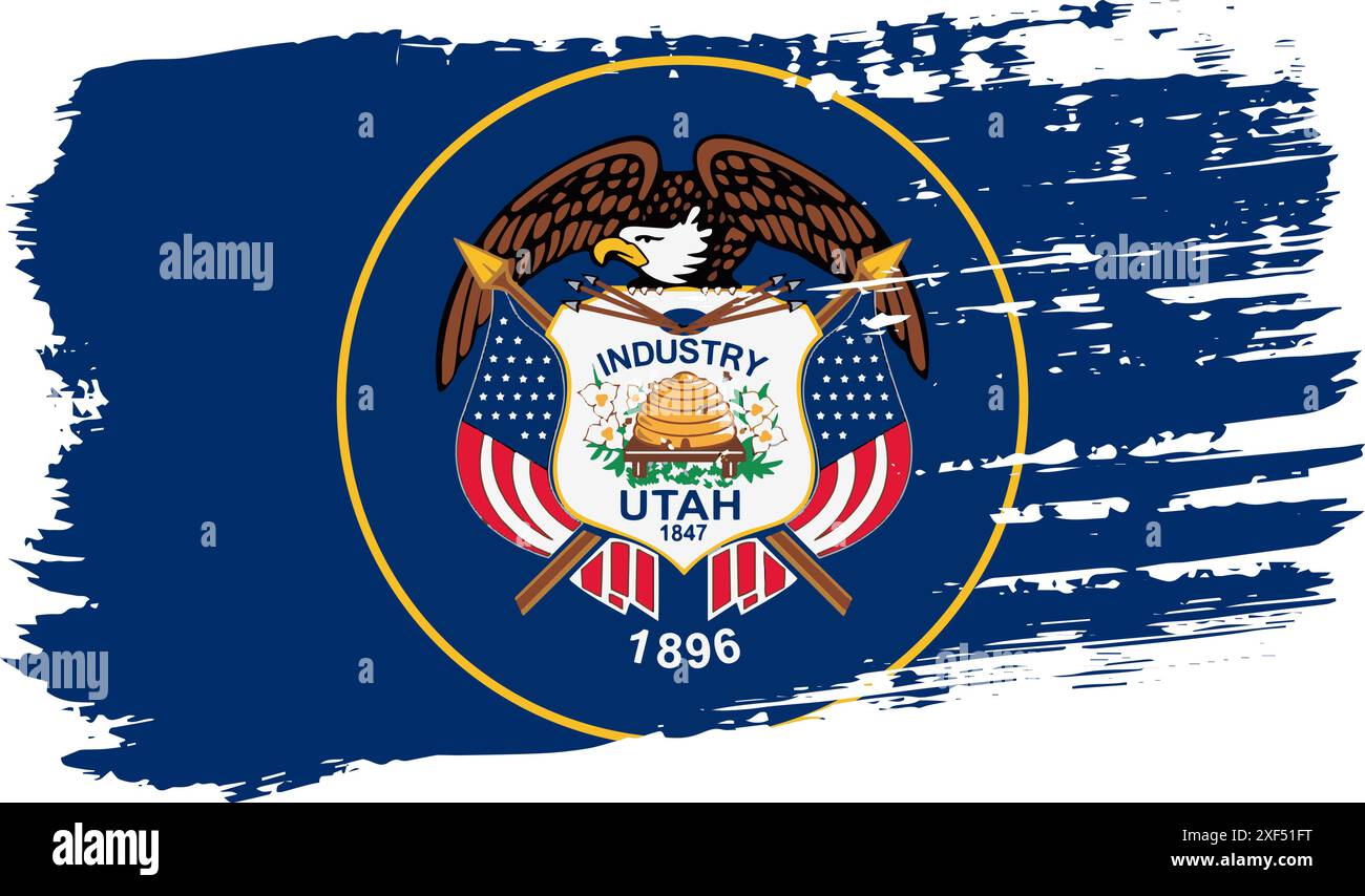 Utah US flag, wide brush stroke on transparent background, vector Stock ...