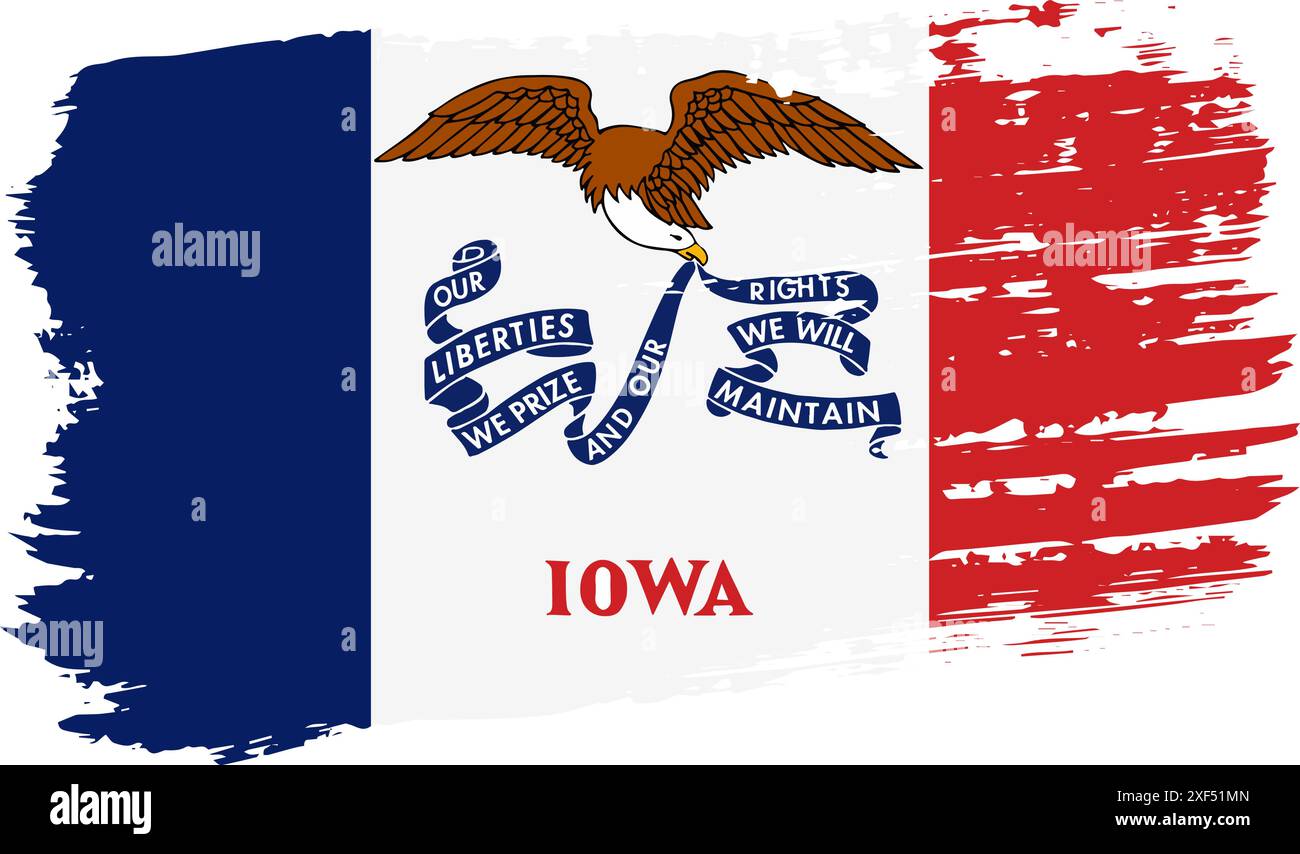 Iowa US flag, wide brush stroke on transparent background, vector Stock ...