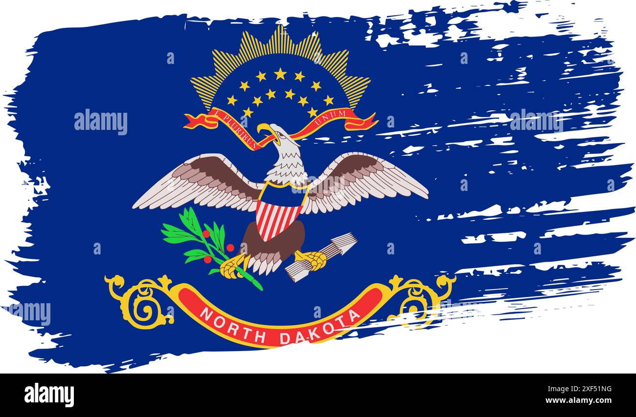 North Dakota US flag, wide brush stroke on transparent background ...