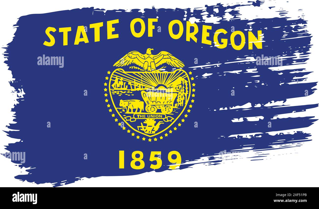 Oregon US flag, wide brush stroke on transparent background, vector ...