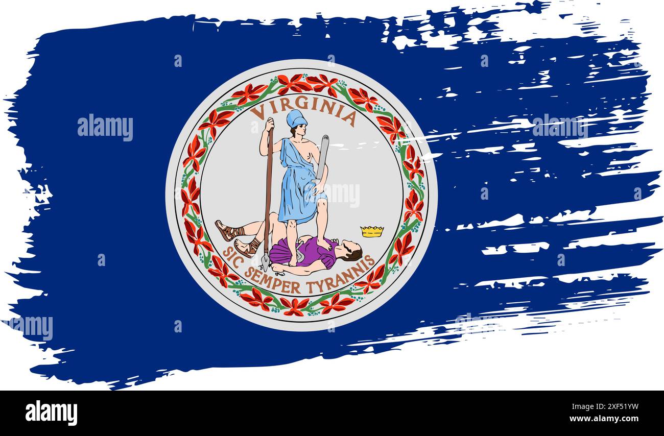 Virginia US flag, wide brush stroke on transparent background, vector ...