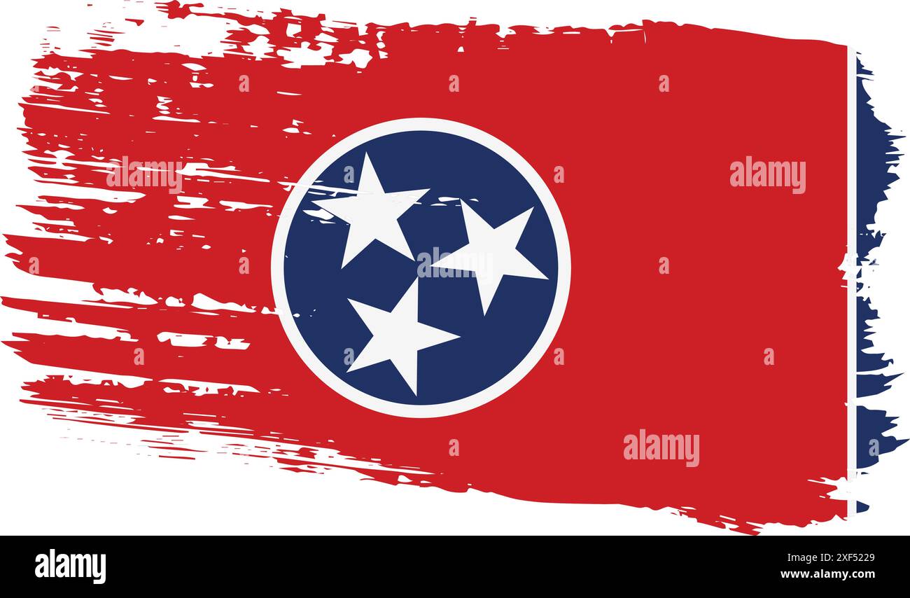 Tennessee US flag, wide brush stroke on transparent background, vector ...