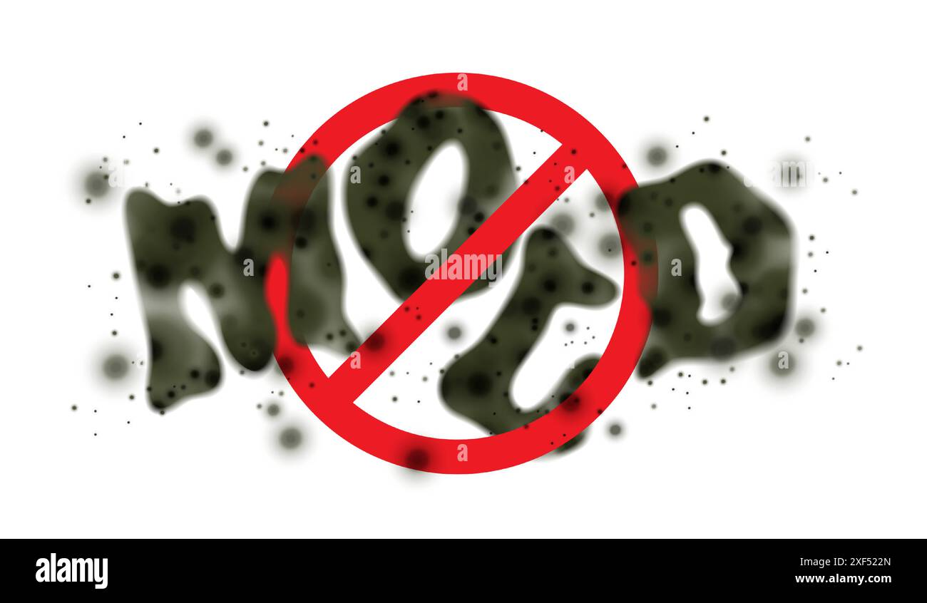 Inscription Mold. Danger sign - Fungus, apartment wall, house ...