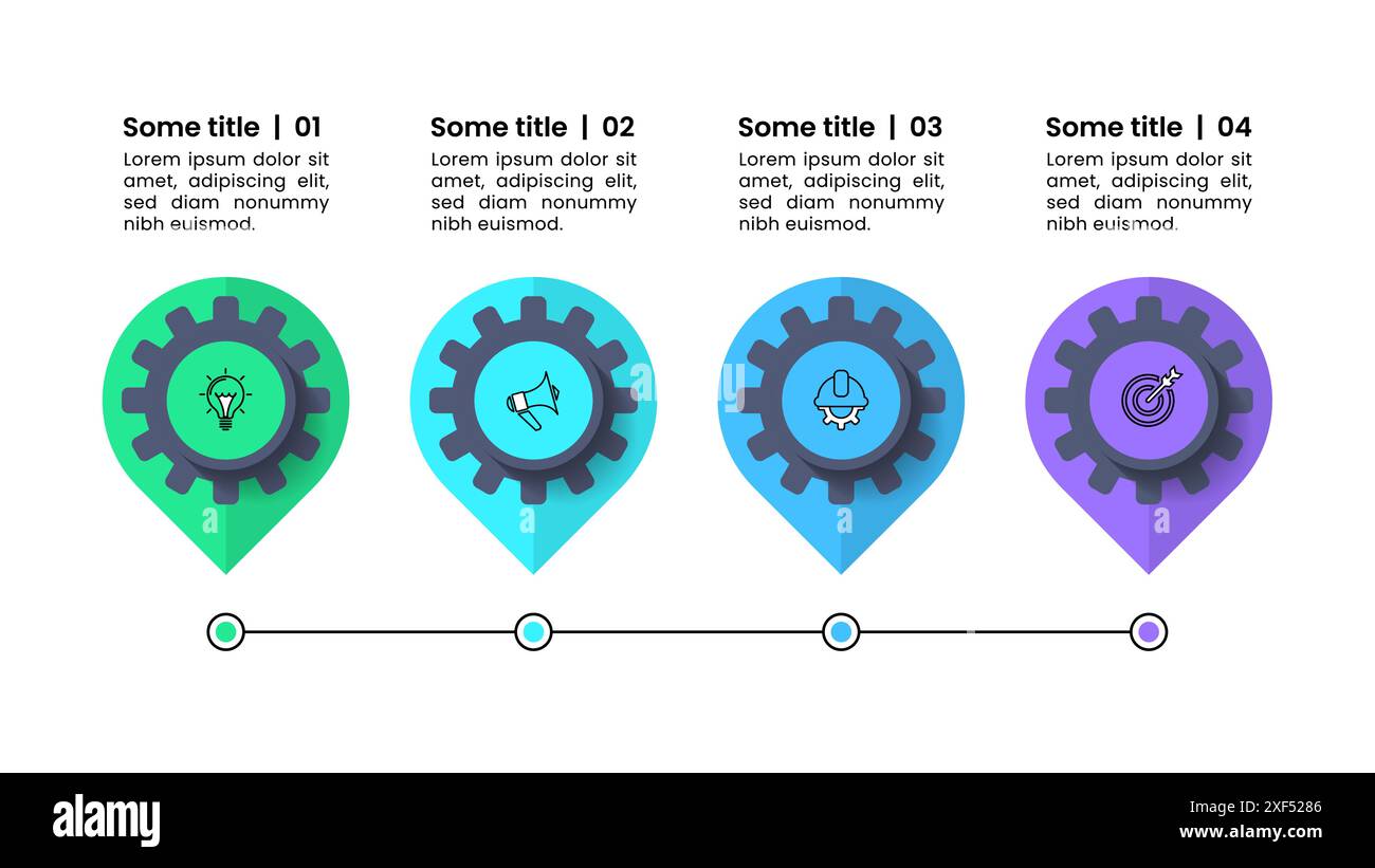 Infographic template with icons and 4 options or steps. Linked gears ...