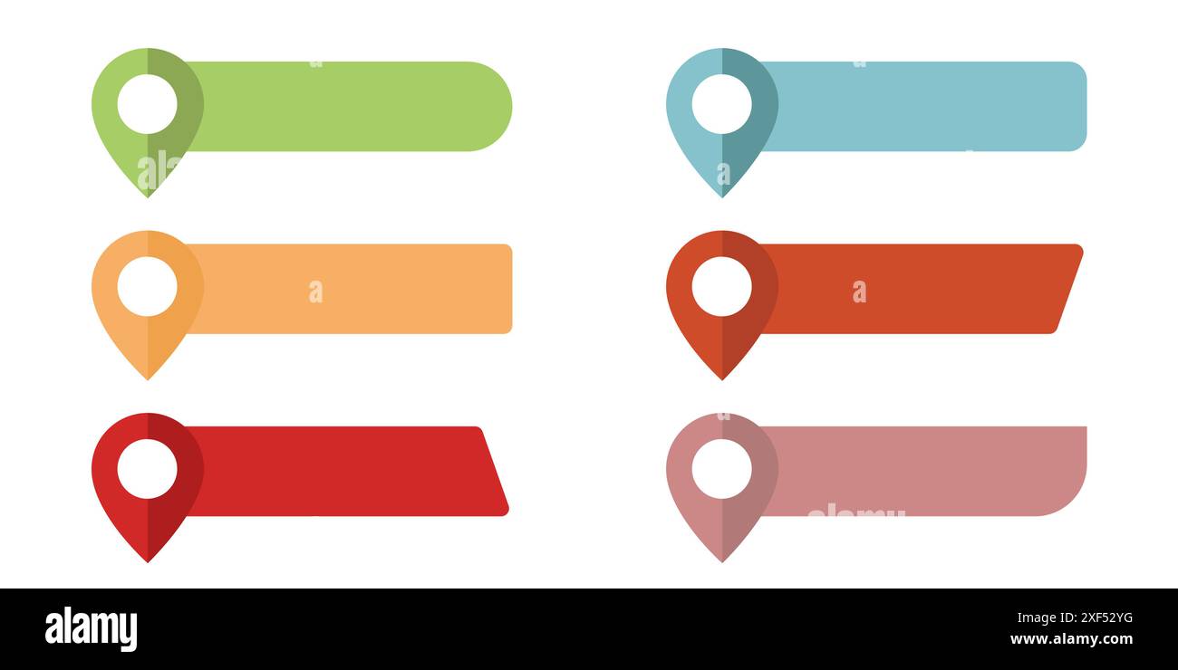 Map pointers icon set. Location icons or geolocations. Vector design element set. Pointer icon ...