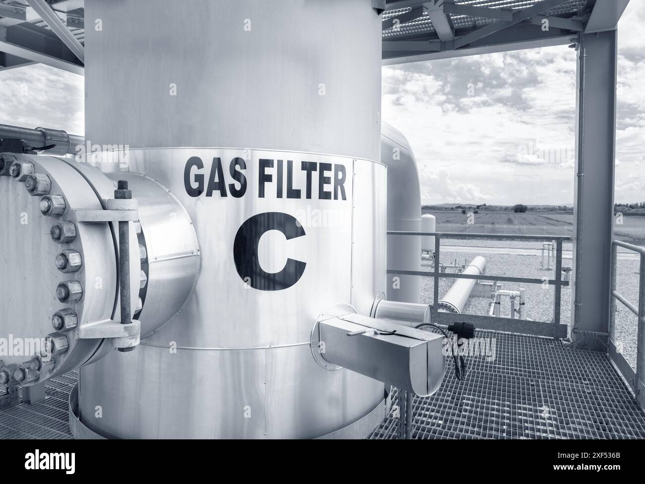 Natural gas cleaning filter at a compressor station. Part of the ...