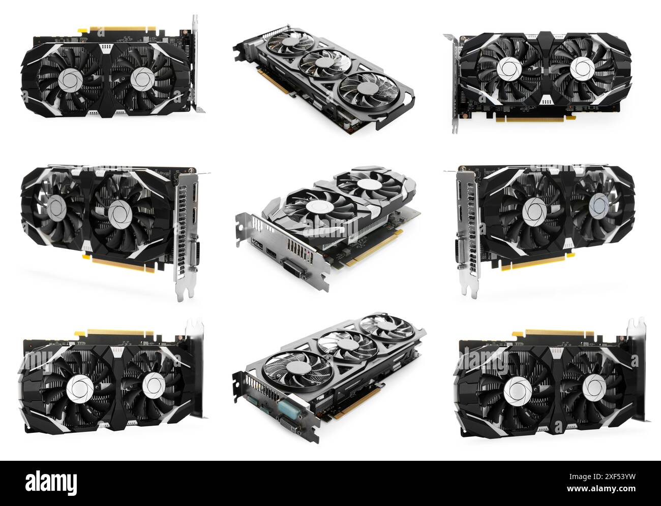 Modern graphics cards isolated on white, set Stock Photo - Alamy