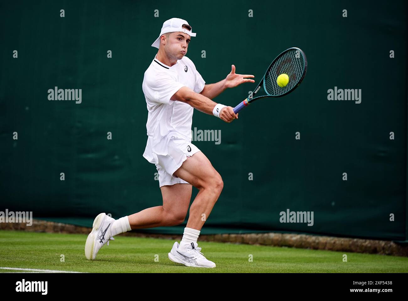 Arthur Fery in action against Daniel Altmaier (not pictured) on day one ...