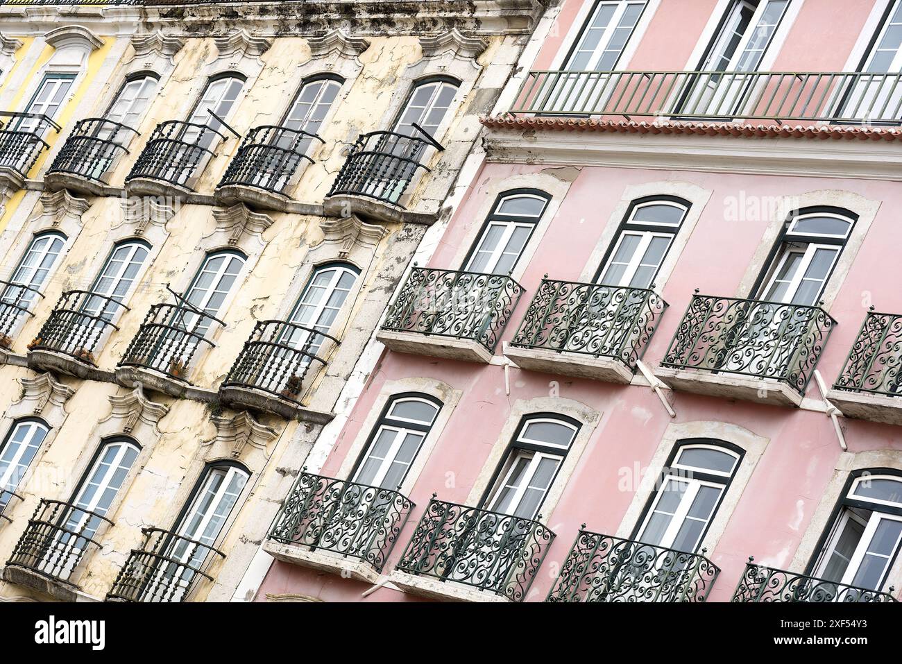 Lisbon Portugal: typical traditional building facade with narrow ...