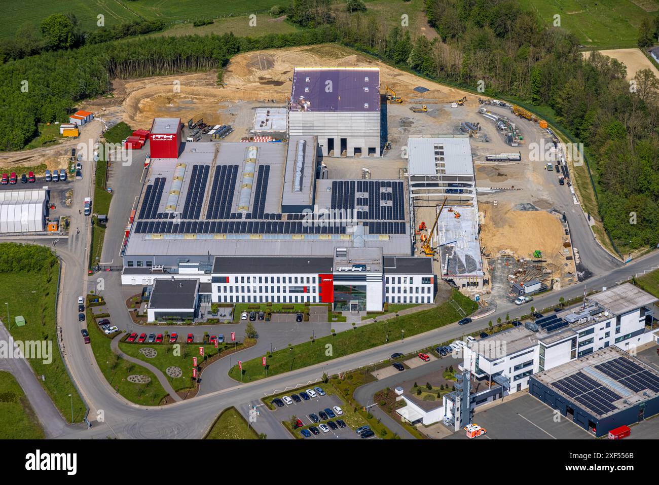 Aerial view, industrial estate Enste, on the A46 highway, ITH ...