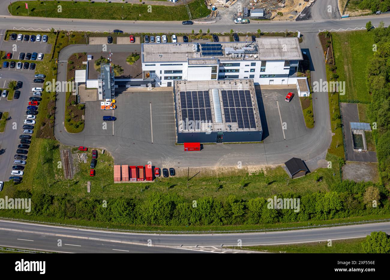 Aerial view, industrial estate Enste, on the A46 highway, ITH ...